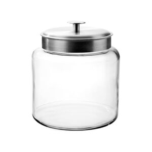 anchor hocking 1.5 gallon montana glass jar with lid (2 piece, brushed metal, dishwasher safe)