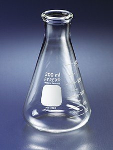 corning 4980-4l pyrex narrow mouth erlenmeyer flask with heavy-duty rim, graduated, 4000ml capacity