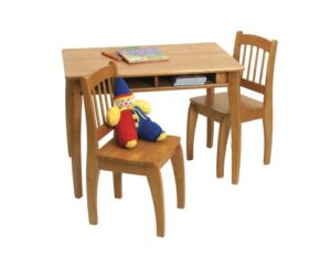 lipper international child's rectangular table and curved leg chairs, set of 3, pecan