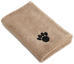 bone dry pet grooming towel collection absorbent microfiber x-large, 41x23.5", embroidered taupe