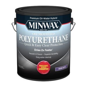 1 gal minwax 71033 clear premium oil-water hybrid water-based oil-modified polyurethane, warm satin