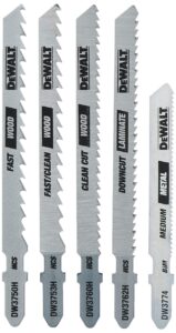 dewalt jigsaw blades set, t-shank, 5-piece (dw3795h)