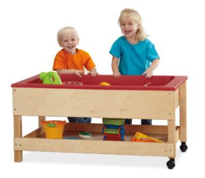 jonti-craft toddler sensory table with shelf, brown, large