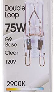 Satco S4617 75 Watt 1250 Lumens T4 Halogen G9 Double Loop Base 120 Volt Clear Light Bulb, Dimmable