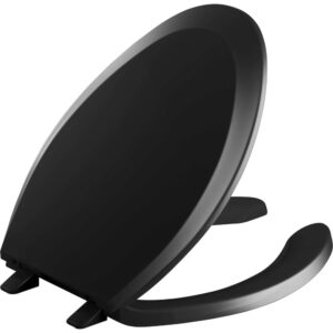 kohler k-4650-7 lustra open-front elongated toilet seat black black