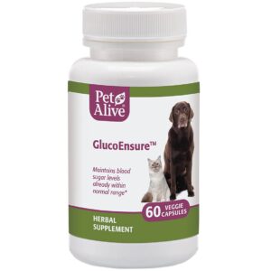 petalive glucoensure - all natural herbal supplement for maintaining blood sugar (glucose) levels already in the normal range in pets