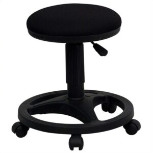 flash furniture frakes black ergonomic stool with foot ring