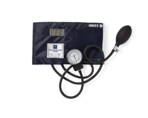 medline pvc handheld aneroid sphygmomanometer, accurate readings, navy, adult blood pressure cuff