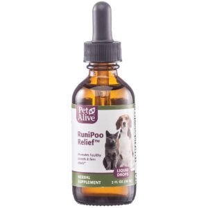 petalive runipoo relief - all natural herbal supplement promotes health bowels and firm stools in cats and dogs - relieves common symptoms of pet diarrhea - 59 ml