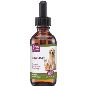 petalive thyro-pet - all natural herbal supplement promotes normal thyroid gland functioning in dogs and cats