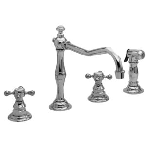 newport brass 943 chesterfield double handle widespread kitchen faucet with side, polished chrome