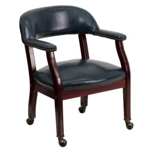 flash furniture sarah navy vinyl luxurious conference chair with accent nail trim and casters