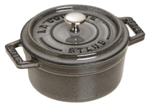 staub la cocotte round 40500-106 mini pico cocotte round gray 40500-106 small two-handed cast enameled pot