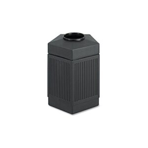 safco products canmeleon outdoor-indoor open top pentagon trash can 9486bl, black, decorative fluted panels, 45-gallon capacity