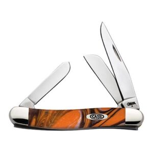 case cutlery 9318of oktoberfest medium stockman corelon pocket knife with stainless steel blades, orange/black