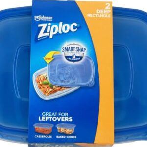 Ziploc Container with One Press Seal, Large Rectangle, 2 ct