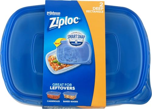 Ziploc Container with One Press Seal, Large Rectangle, 2 ct