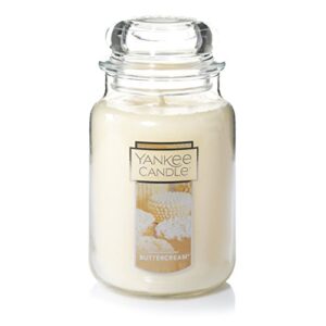 yankee candle buttercream scented, classic 22oz large jar single wick candle, over 110 hours of burn time