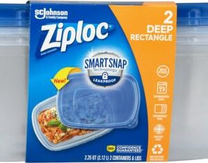 Ziploc Container with One Press Seal, Large Rectangle, 2 ct