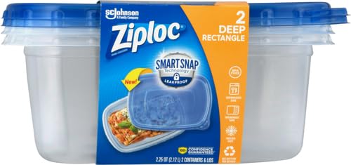 Ziploc Container with One Press Seal, Large Rectangle, 2 ct