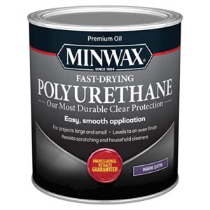 minwax fast drying polyurethane protective wood finish, warm satin, 1 quart