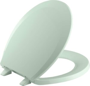 kohler k-4662 lustra q2 round closed-front toilet seat with quick-release and qu, seafoam green