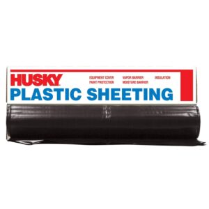 poly-america 610b husky plastic sheeting, 10ft x 100ft, black