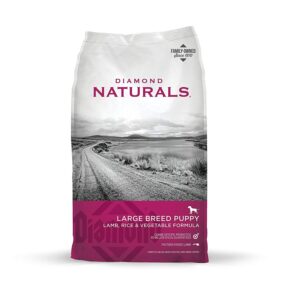 diamond naturals large breed dry puppy food real lamb and rice protein, probiotics, superfoods, antioxidants and other premium ingredients to support health in growing puppies 20lb