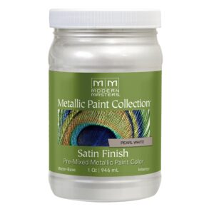 qt modern masters me196 pearl white metallic paint collection, satin water-based decorative metallic paint