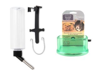 lixit 8oz aquarium and wire cage water bottle for mice, hamsters and other small animals (8oz + bowl)