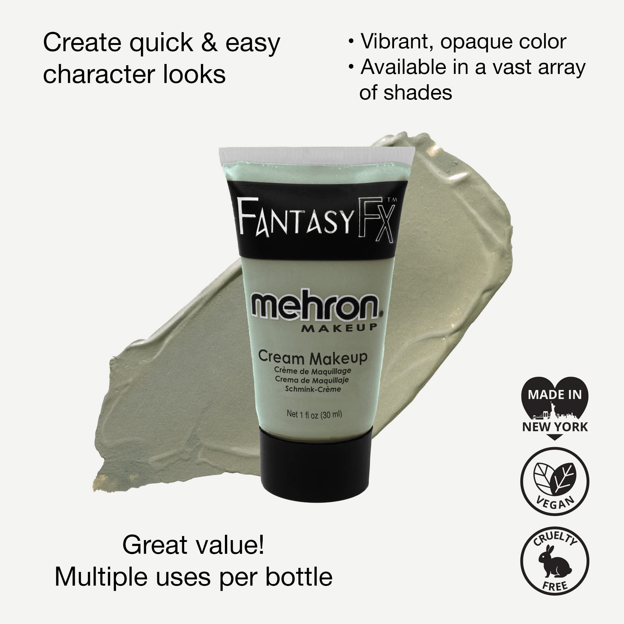 Mehron Makeup Fantasy FX Cream Makeup | Water Based Halloween Makeup | Zombie Flesh Face Paint & Body Paint For Adults 1 fl oz (30ml) (Zombie Flesh)