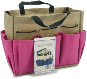 allary project tote 9-1/2 inch by 8-1/2 inch by 5 inch, pink/khaki