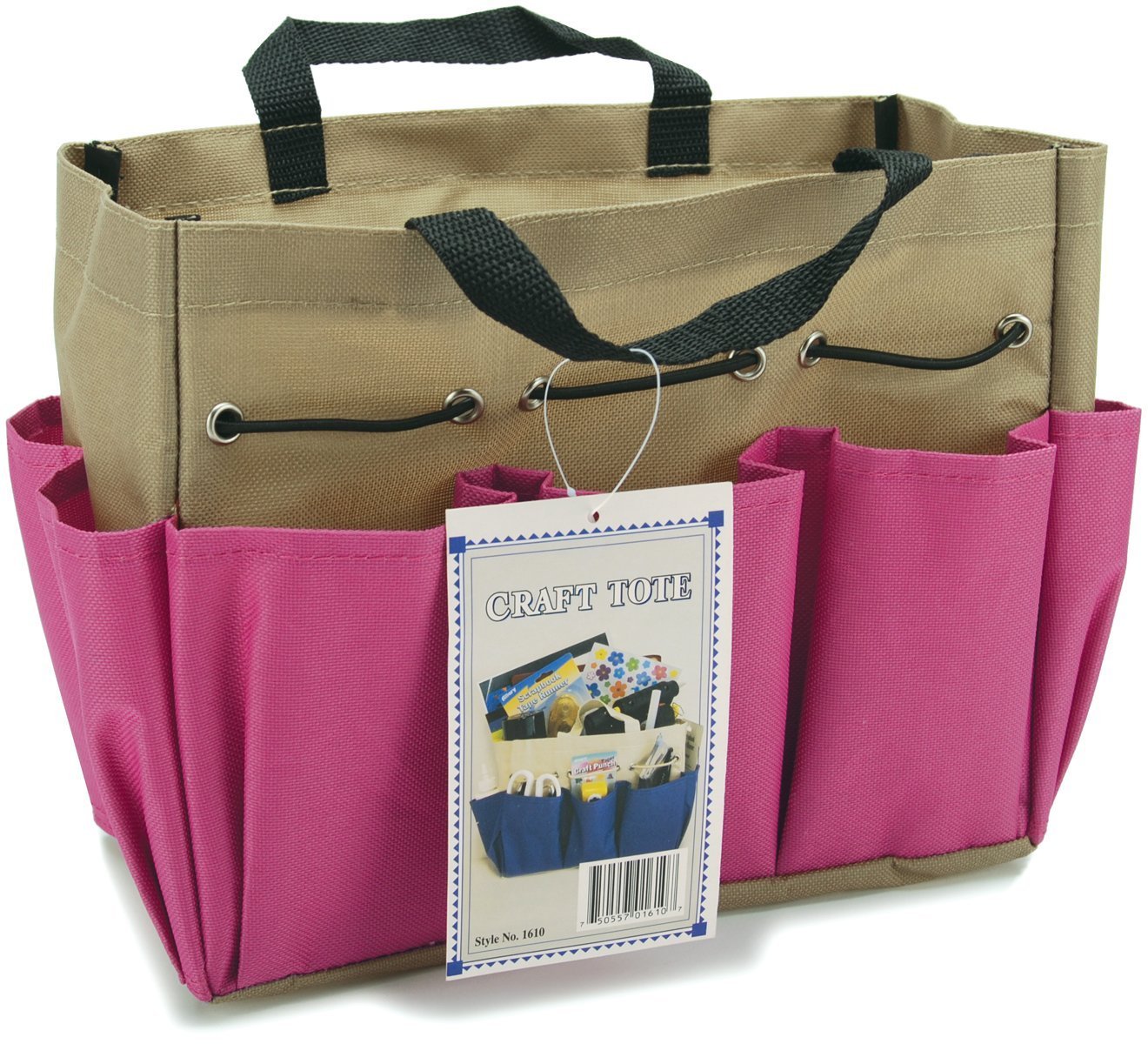 Allary Project Tote 9-1/2 Inch by 8-1/2 Inch by 5 Inch, Pink/Khaki