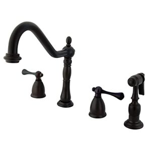 kingston brass kb1795blbs heritage 8-inch widespread kitchen faucet with brass sprayer, 8-1/4-inch, oil rubbed bronze