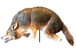 bird-x 3d coyote decoy, lifelike predator replica, coyote decoy with moving tail and realistic markings, easy to install, covers up to 1 acre of land, 32" x 8" x 30"