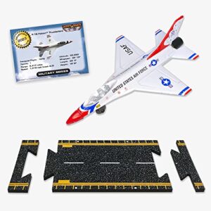 hot wings f-16 thunderbird with connectible runway,red/white/blue