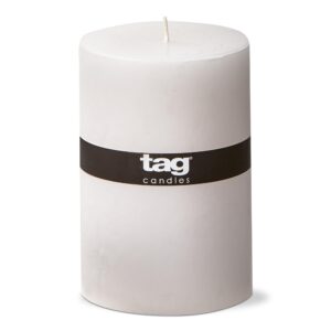 tag trade associates group chapel 4x6 white pillar paraffin wax candle unscented drip-free long burning 130 hours for home decor wedding parties 4x6 white