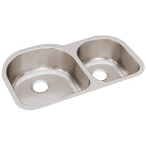 elkay lustertone eluh3119r offset 60/40 double bowl undermount stainless steel kitchen sink