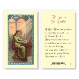 wj hirten e24-420 prayer to saint cecilia, clear holy cards