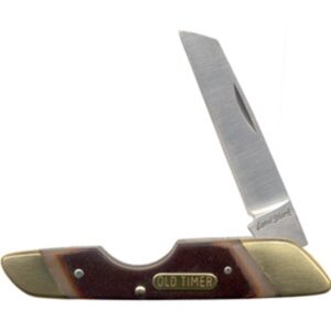 old timer 19ot landshark 6.3in s.s. traditional folding knife with 2.6in sheepsfoot blade and sawcut handle for outdoor, hunting, camping and edc