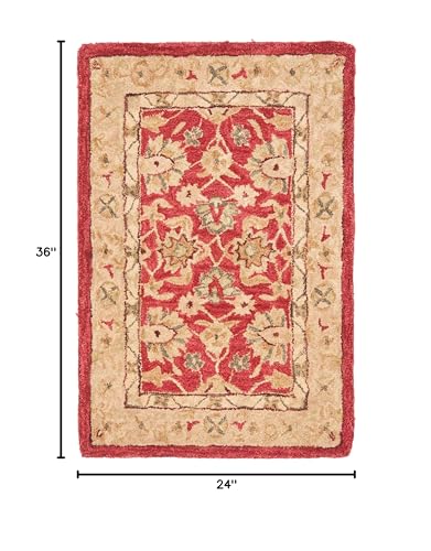 SAFAVIEH Anatolia Collection Accent Rug - 2' x 3', Red & Ivory, Handmade Traditional Oriental Wool, Ideal for High Traffic Areas in Entryway, Living Room, Bedroom (AN522A)