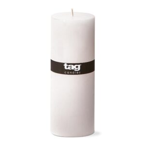 tag 100066 3-inch by 8-inch unscented long burning pillar candle, white