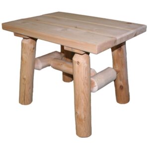 lakeland mills cedar log end table, natural