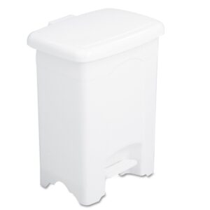 safco products 9710wh plastic step-on waste receptacle, 4-gallon, white