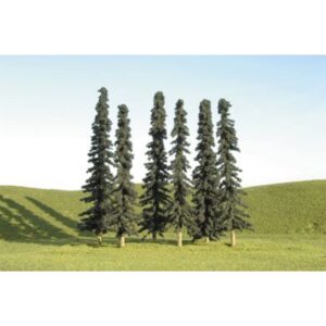 bachmann trains - scene scapes - 8"- 10" conifer trees (3 per box) - o scale