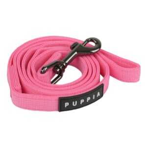 puppia two tone dog lead strong durable comfortable grip walking training leash for small & medium dog, pink, large