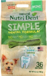 nylabone nutri dent limited ingredient dental dog chews, petite (up to 10 lbs), green