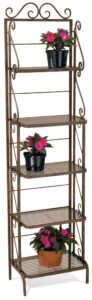 deer park ironworks br107 skinny bakers rack, 73"h x 18"w x 12"d, natural finish, indoor/outdoor use, durable steel