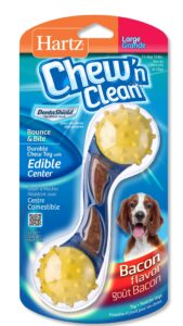 hartz chew 'n clean bounce & bite bacon flavored dental dog chew toy and treat - large