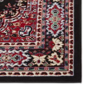 Home Dynamix Premium Sakarya Traditional Medallion Border Area Rug, Black, 1'9"x7'2" Runner